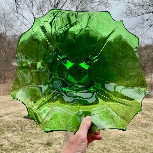 Viking | Art | Vintage Mcm Viking Glass Epic Emerald Green Console ...